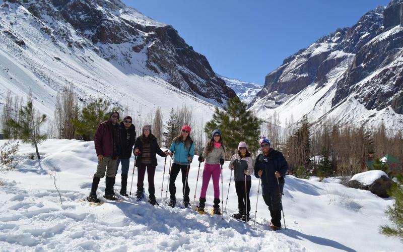 Hike the snowy Andes in winter day tour - Cascada Expediciones